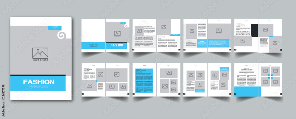 Fashion Magazine Template layout cover page with 16 page design concept ...