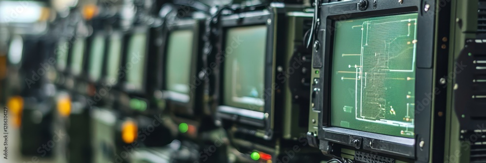 Military Command Center Monitors - Row of military grade monitors ...