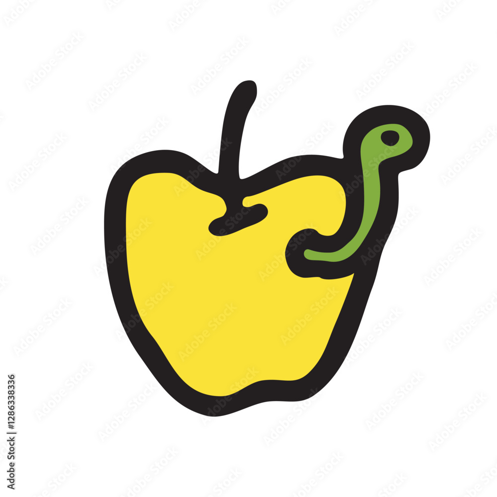 Apple doodle icon hand drawn with black line in freehand style and ...