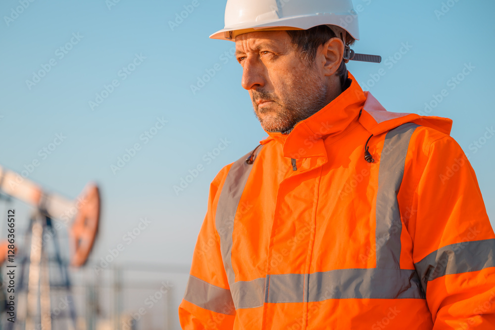 Drilling rig engineer supervising the process of oil and gas extraction ...