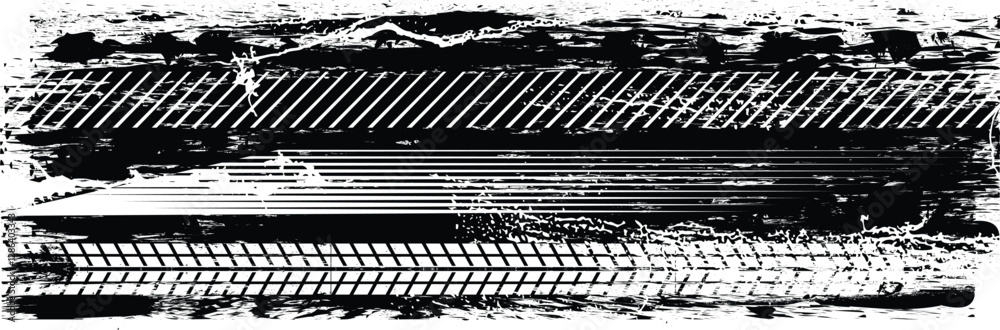 Grunge textured banner with rough edges. Oblique lines texture. Overlay ...