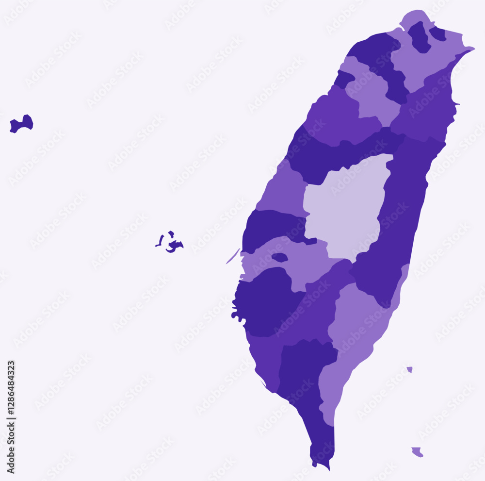 Map of Taiwan with regions. Just a simple country border map with ...