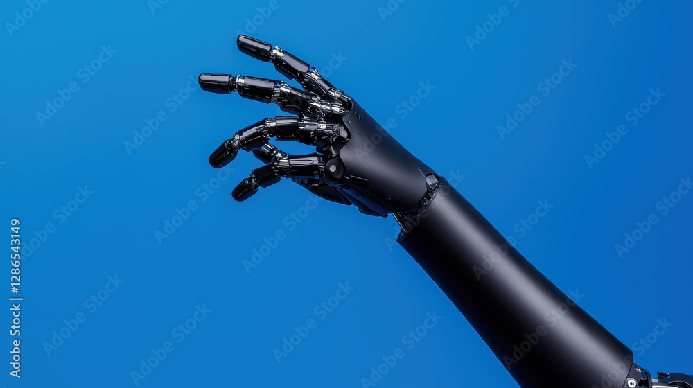 Smart robotic prosthetic hand with AI sensors, allowing natural movement and grip control, next ...