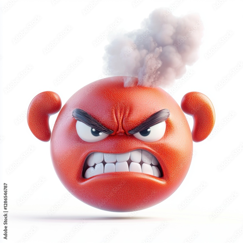 N angry red-faced emoji with steam hissing from its ears and pulsing ...