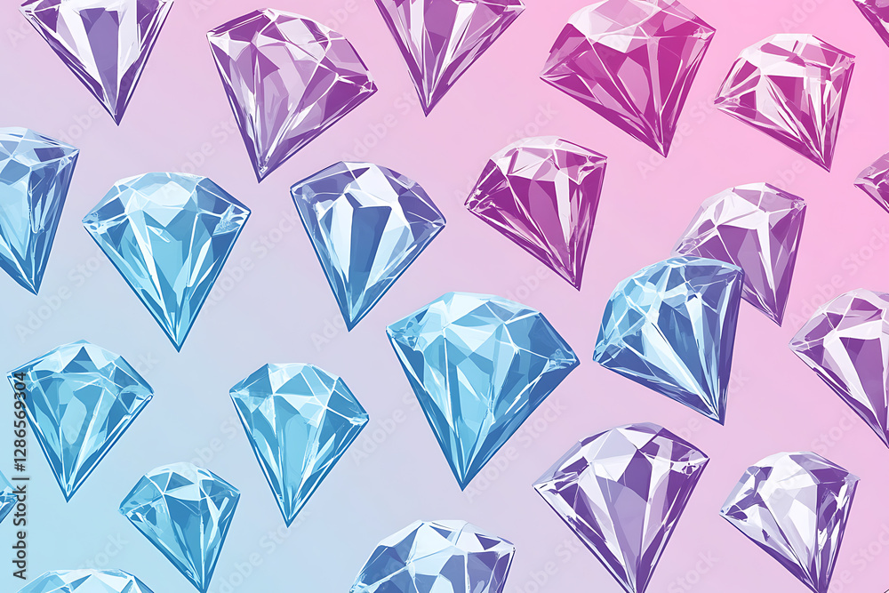 diamond gemstones in a pastel color palette. simple, flat design with ...