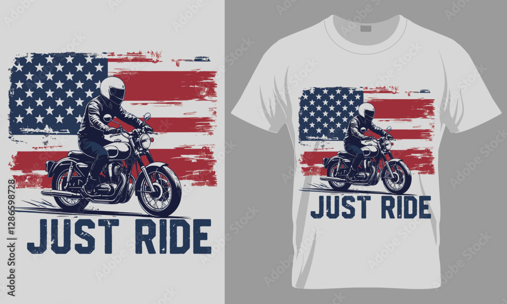 JUST RIDE - Motorcycle typography vector T-shirt design. motivational ...