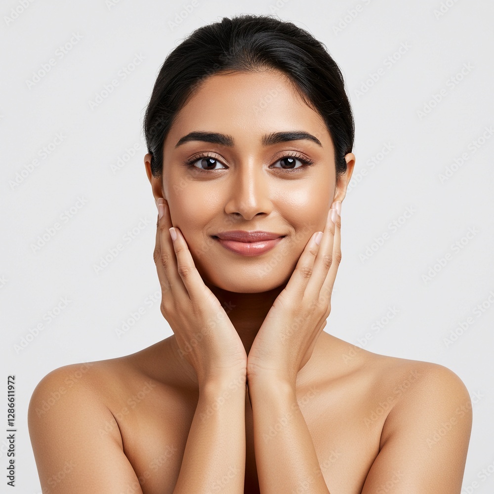 Cosmetics Advertising Skincare Model – Smiling Indian Woman with ...