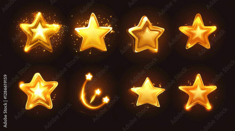 Set of star rotate game sprite animation, ui rate sequence frame, gui ...