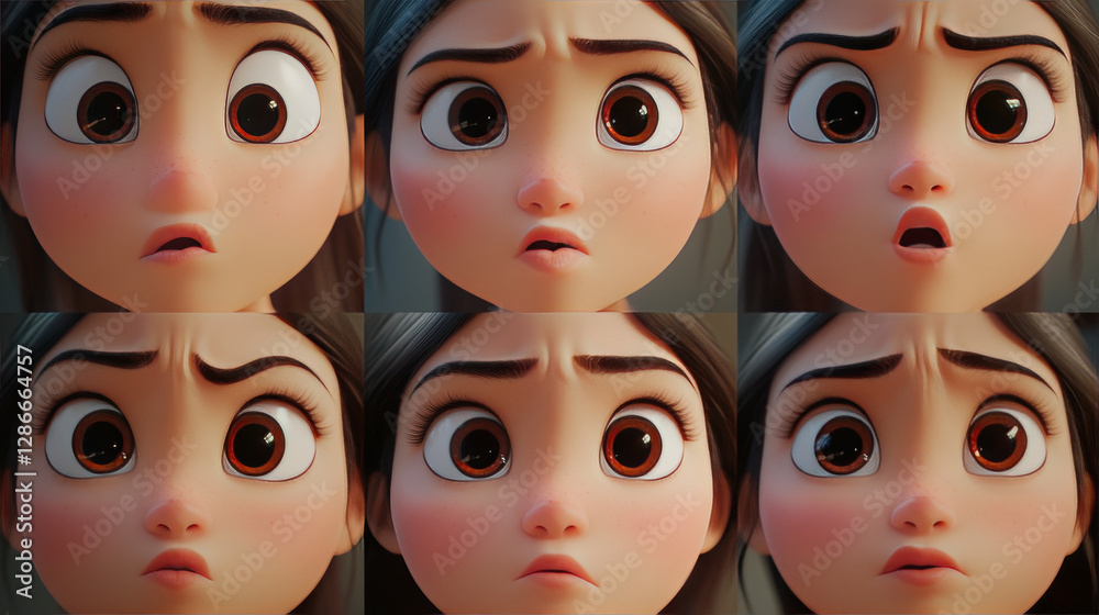 Teen girl mouth animation set isolated on white background. Vector ...