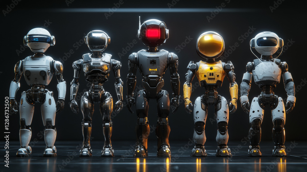 Cute ai robot character level evolution for game tech vector cartoon ...