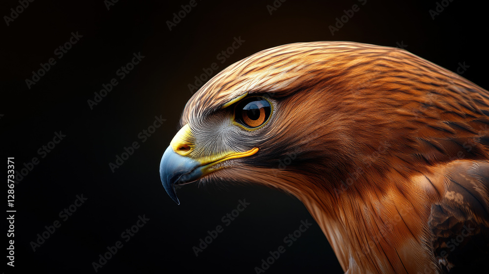 Anatomy, A highly detailed side profile image of a hawk's head ...