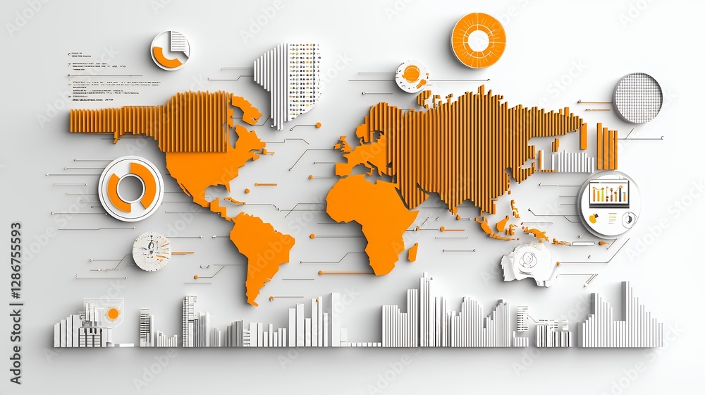 Abstract World Map Data Visualization Graphic Stock Illustration ...