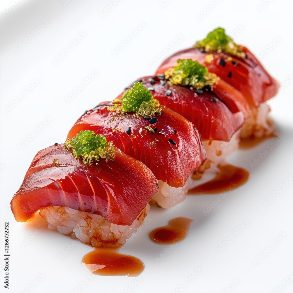 Maguro Nigiri. Sushi Tuna on white background. Traditional Japanese ...