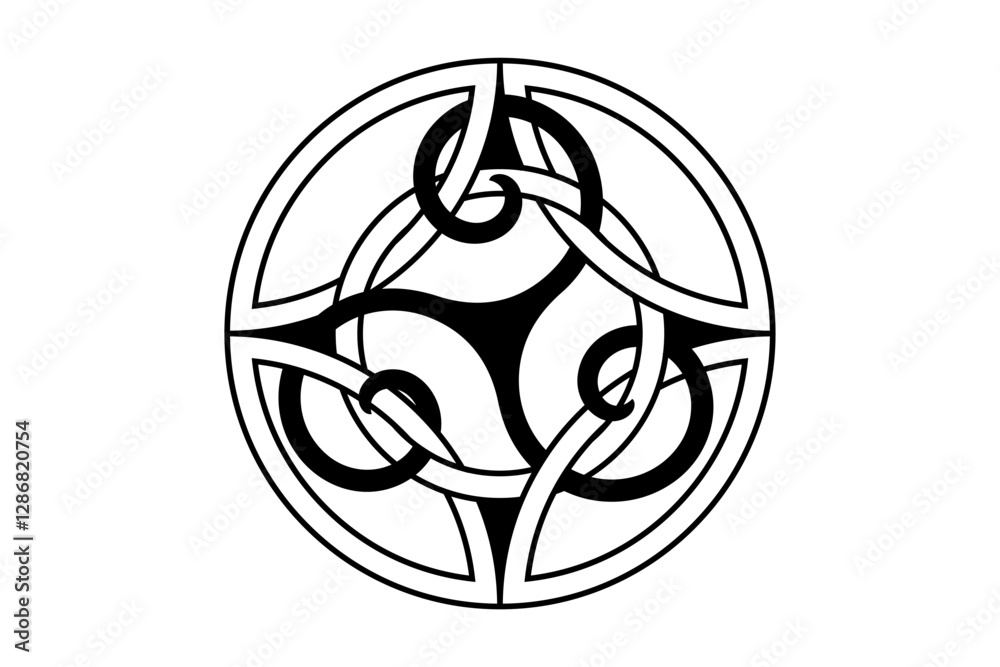 Celtic knot interlocking a Triskele, mystic round logo design, circle ...