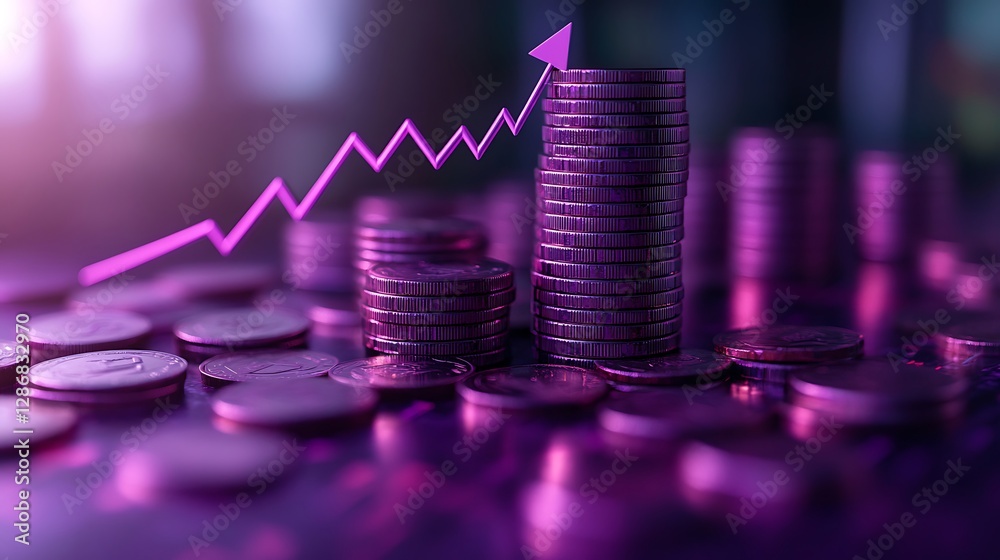 Purple stacked coins with rising graph high resolution hd wallpaper ...