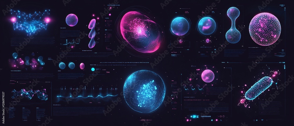 Infographic illustrating stage of mitosis dynamic glowing chromosome ...