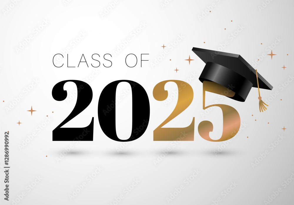 Class of the year 2025 with graduation cap. Education academic cap ...