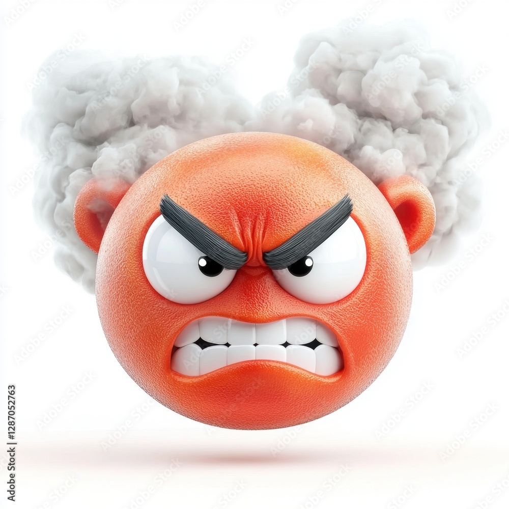 N angry red-faced emoji with scrunched face and cartoonish smoke coming ...