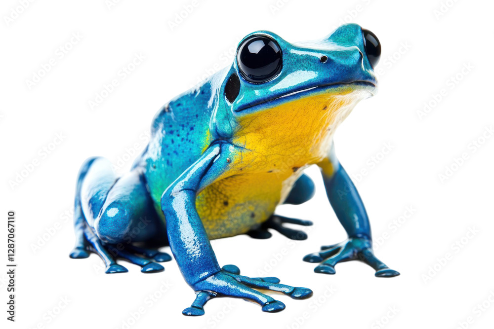 Blue poison dart frog on transparent background. Vibrant colors of ...