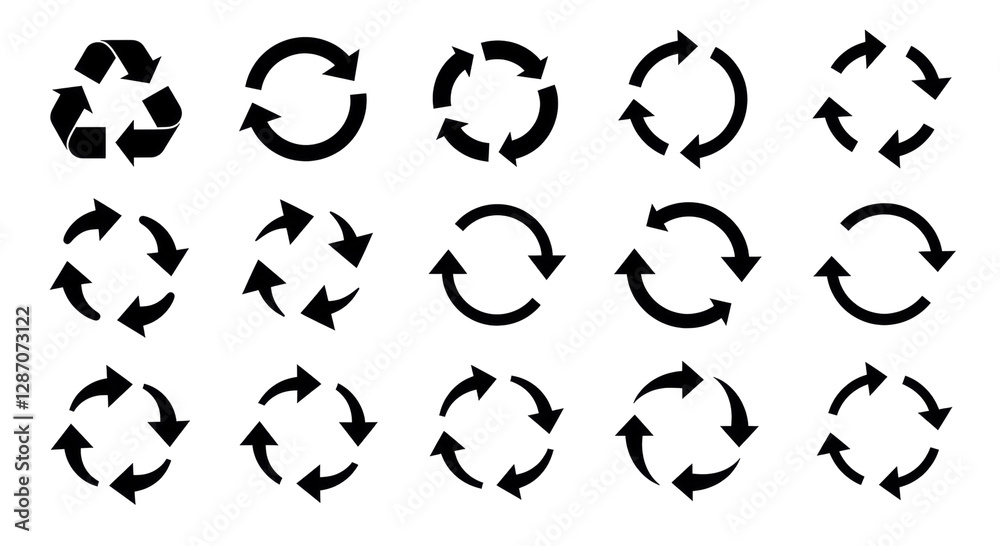 Set Of Recycle Symbols isolated on transparent background, Collection ...
