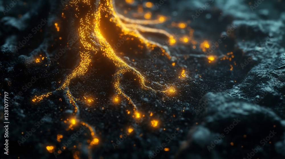 Ultra detailed infographic nitrogen fixation glowing nodule plant root ...