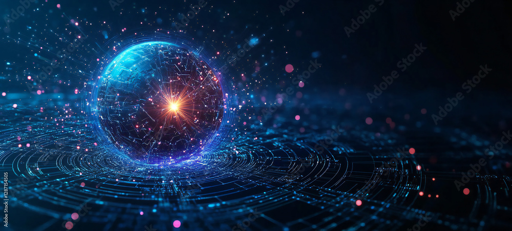 Visual Representation of Quantum Computer Technologies with Futuristic Circuit Board Design ...