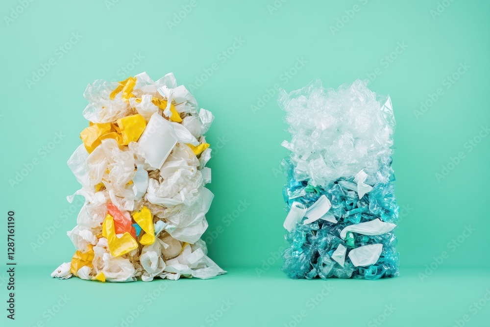 Transforming plastic waste into recycled products highlighting the ...