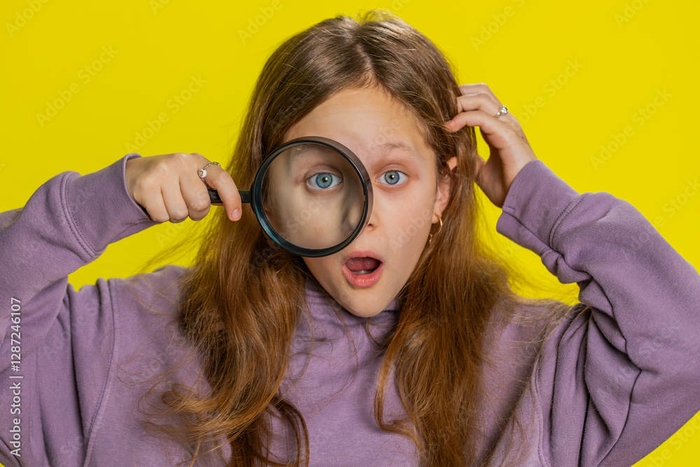 Investigator researcher scientist preteen child girl kid holding ...