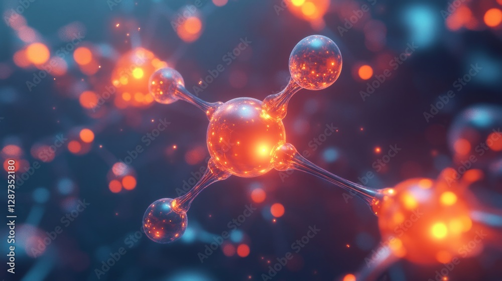 Illuminating molecular and atomic structures creating a futuristic ...