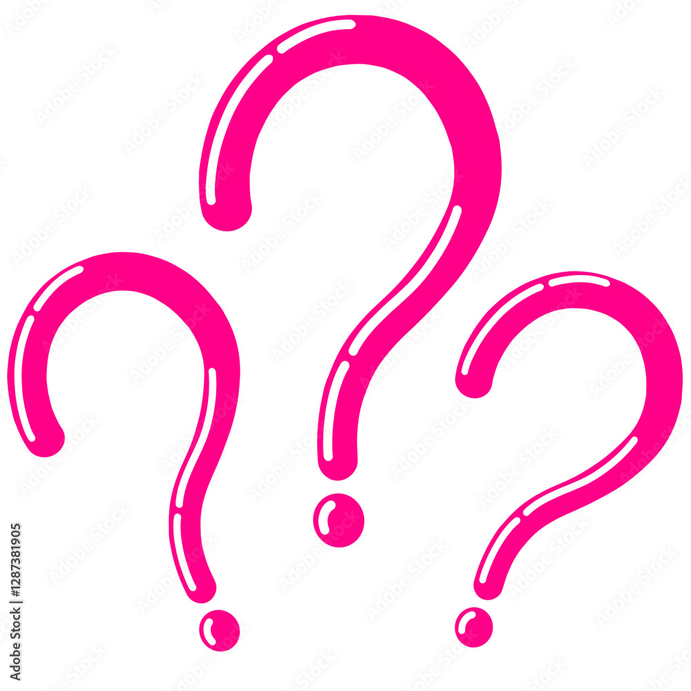 Three question mark symbol, icon, sign isolated on transparent ...