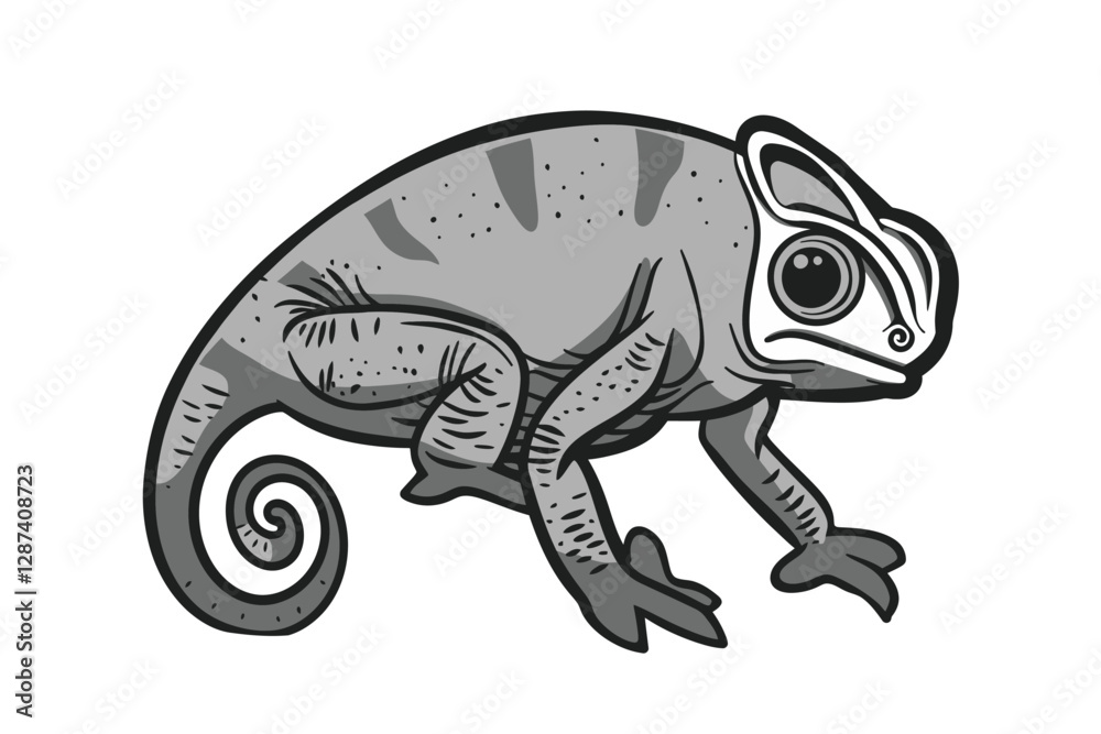 basic cartoon clip art of a Chameleon, bold lines, no gray scale ...