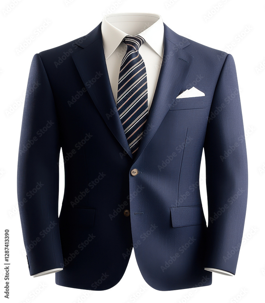 Navy blue suit mockup, men's formal blazer with tie clipart on ...