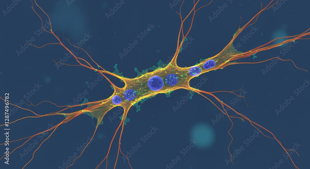 Visualizing Neuron Cell Structure and Function Under Microscope for Biology Stock Illustration ...