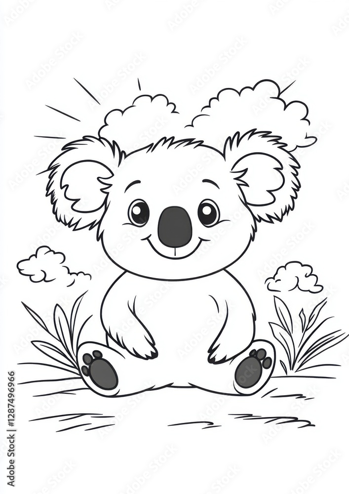 Cute koala coloring page for kids fun activity home digital art ...