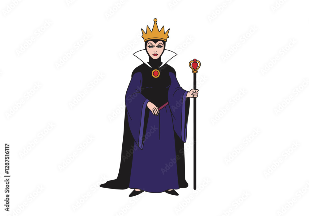 Evil queen clip art. The image shows a regal figure in a purple and ...