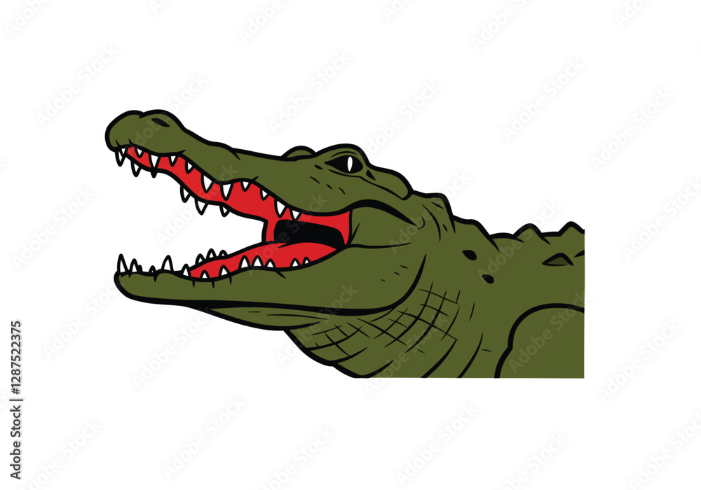 Alligator mouth clipart. This image shows a green alligator with an ...