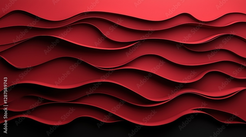 Abstract red waves create a dynamic and elegant background for design ...