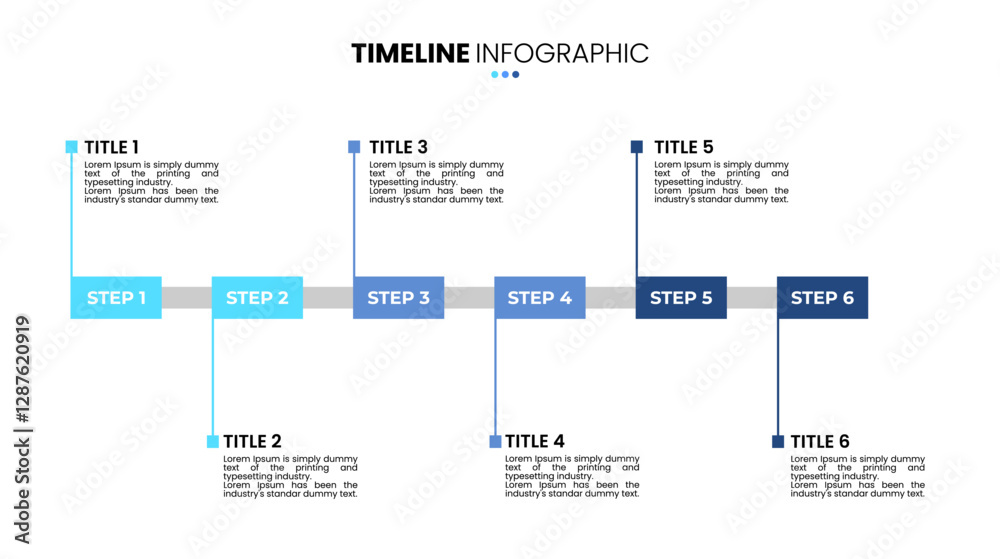 Timeline infographic template 6 option step. Six journey process modern ...