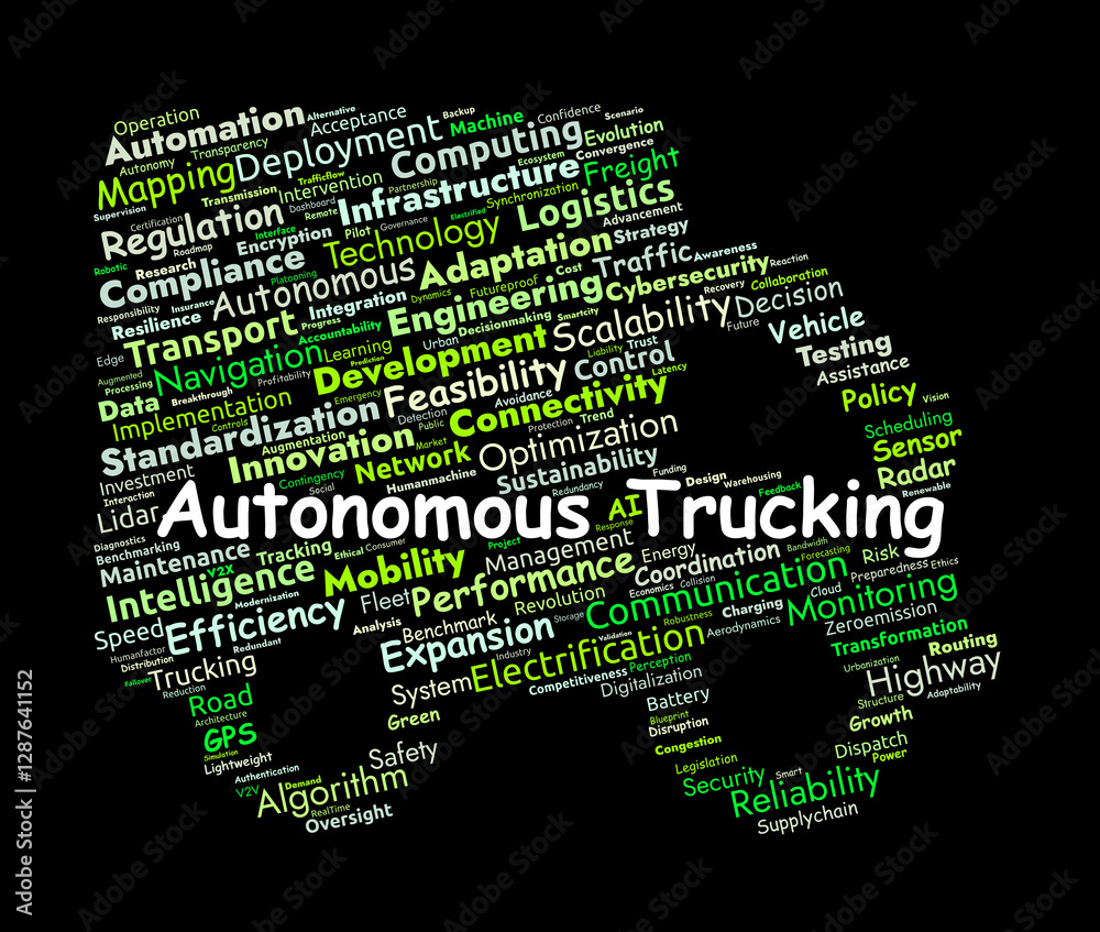 Autonomous Trucking Word Cloud. A visual overview of key topics in self ...