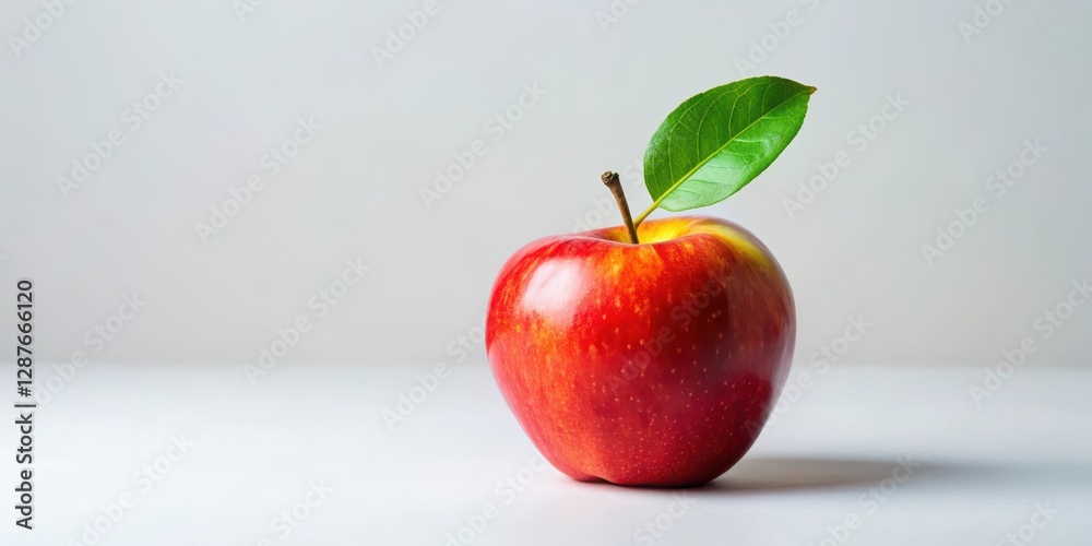 A minimalist geometric representation of an apple with a simple leaf ...