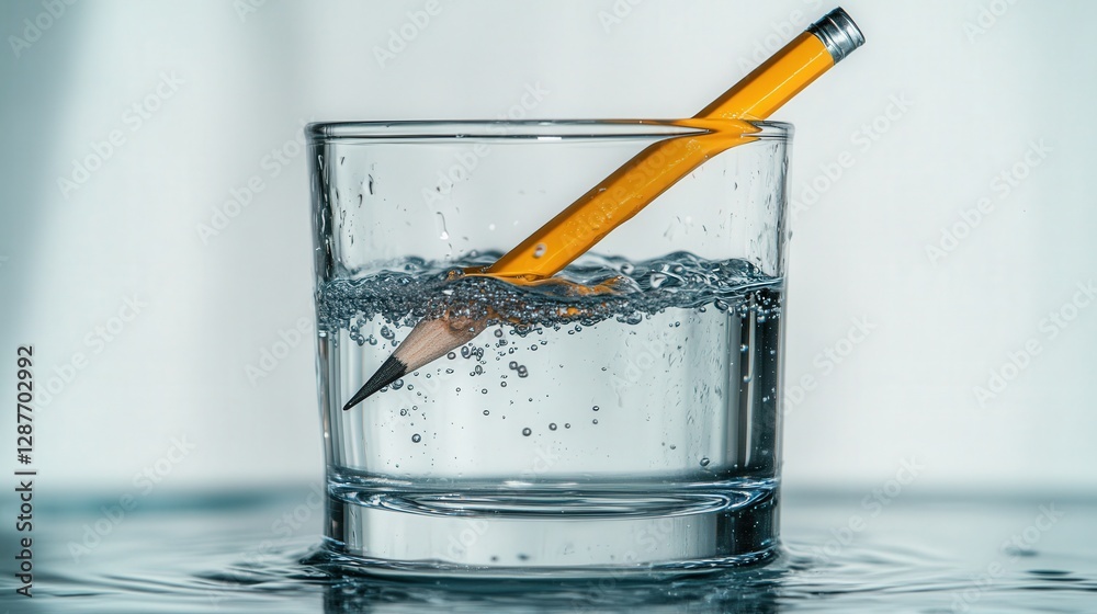 phenomenon of refraction in water that causes a pencil to appear broken ...