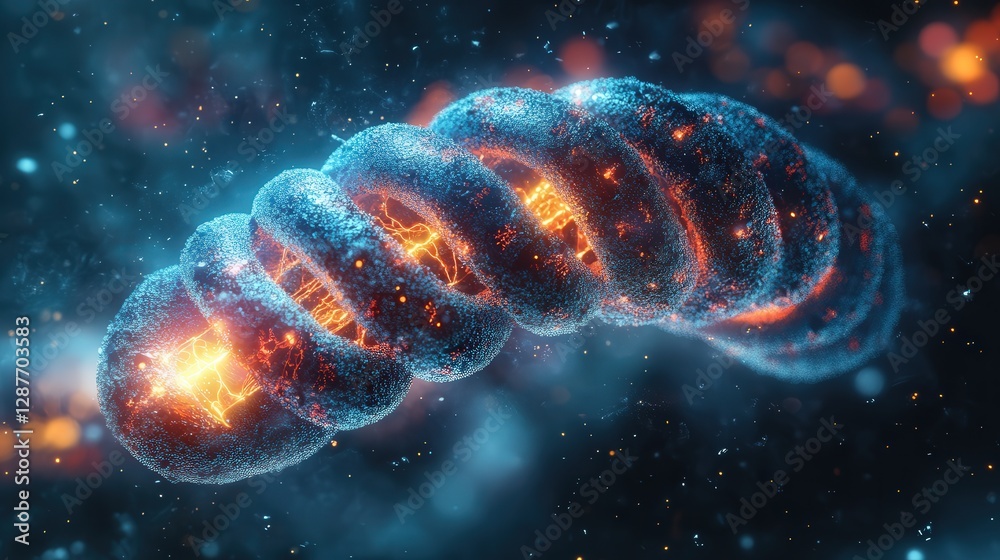 molecular model showing the genetic material inside the mitochondria ...