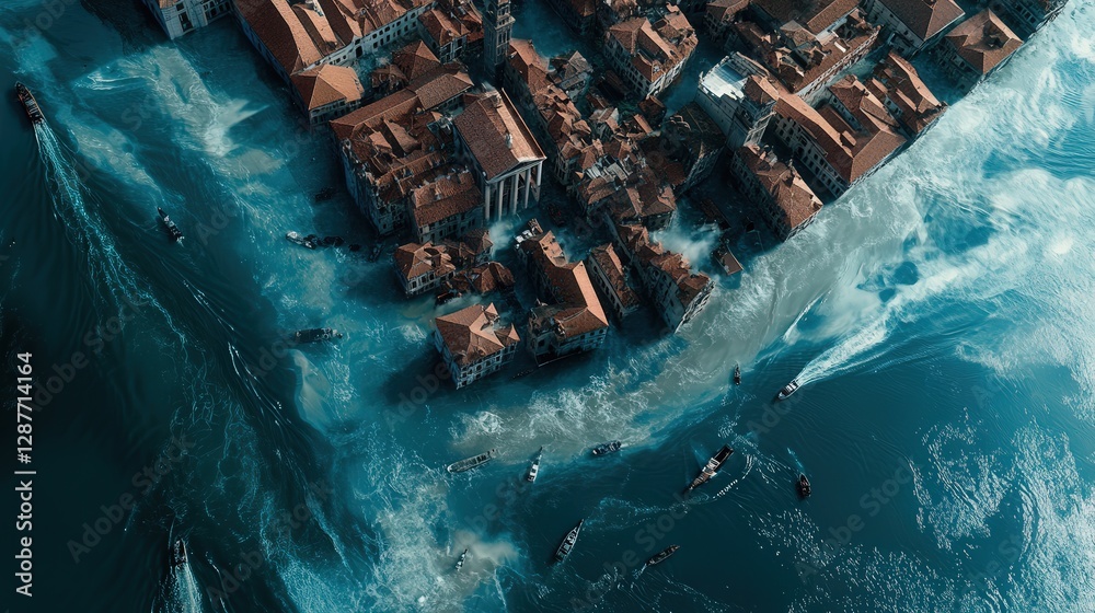 satellite image of a city submerged underwater due to rising sea levels ...