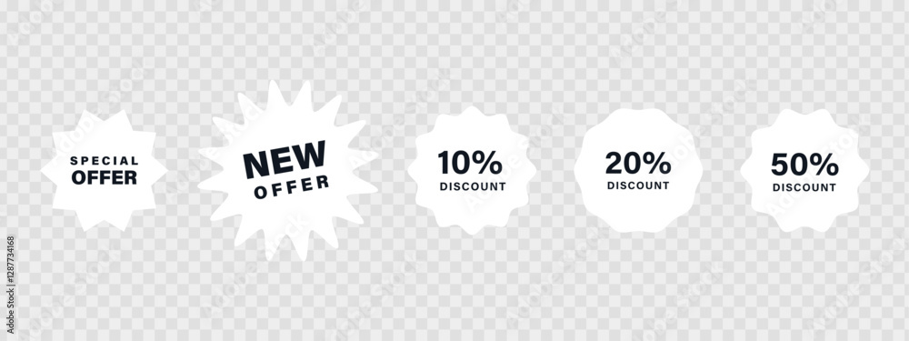 Offers discounts promotion label set isolated on transparent background ...