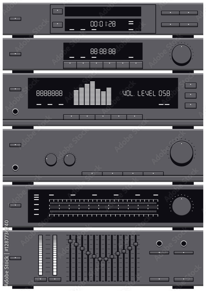 Vintage Integrated Stereo System Style Background. 1980s - 1990s HiFi ...