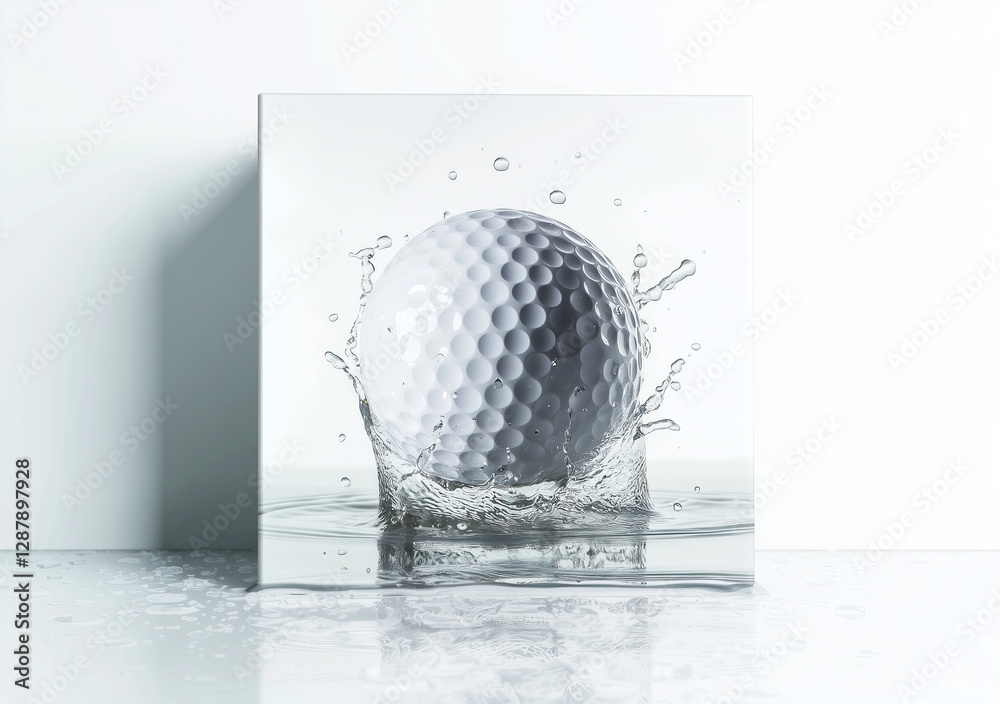 Studio mockup of a golf ball making a splash in clear water, showcasing ...
