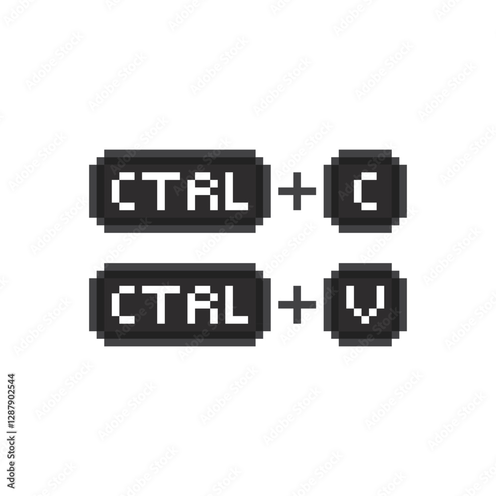 ctrl C, ctrl V 8 bit button Pixel art 8-bit for game Stock Vector | Adobe Stock
