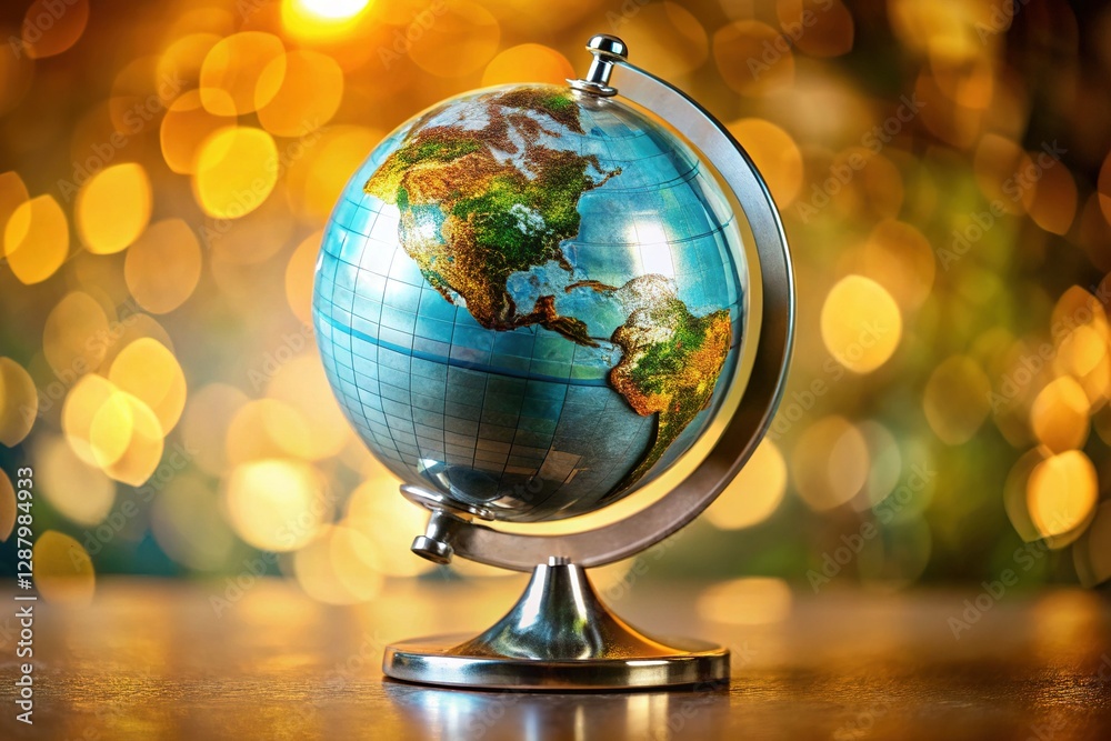 World Map Globe Chrome Shiny Digital Technology Sphere Stock ...