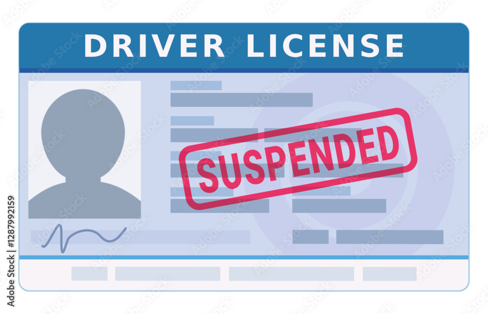 Driving license in flat design style with red stamp mark with wording ...