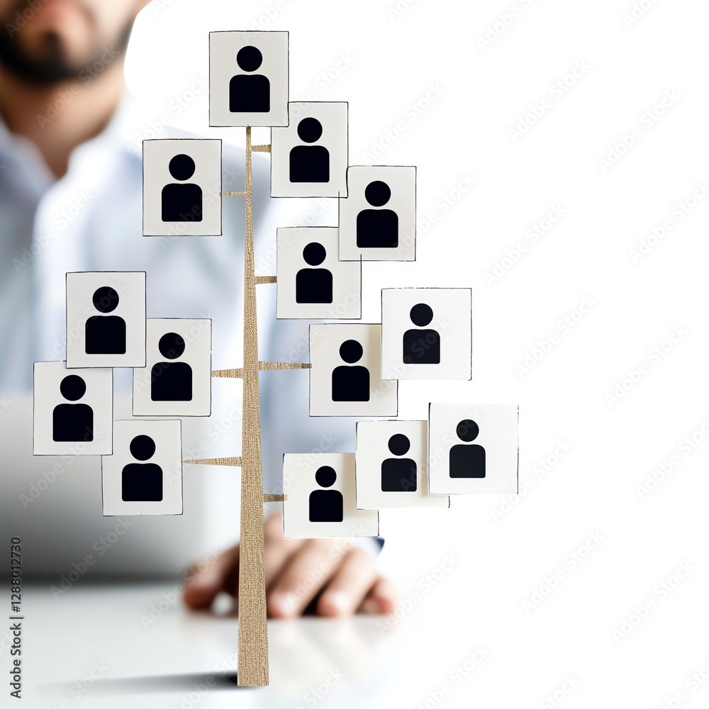 organizational chart drawn in line art represents the clear hierarchy ...